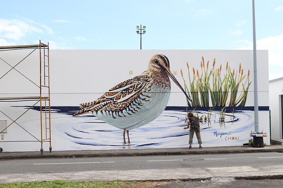 Painting the Snipe mural - Morgan Murals