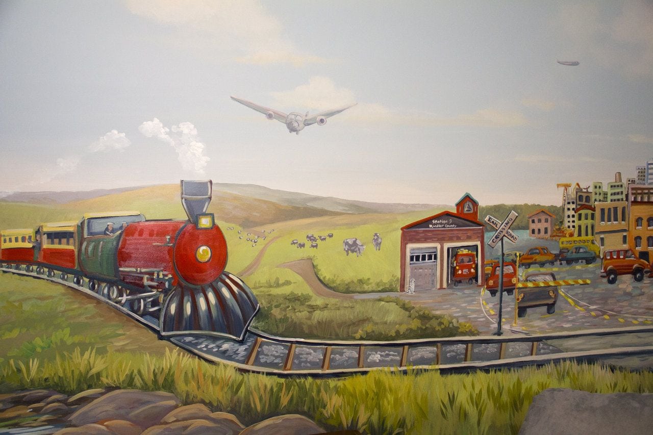 Railroad Adventure - Boys Train Mural for Bedroom - Morgan Murals