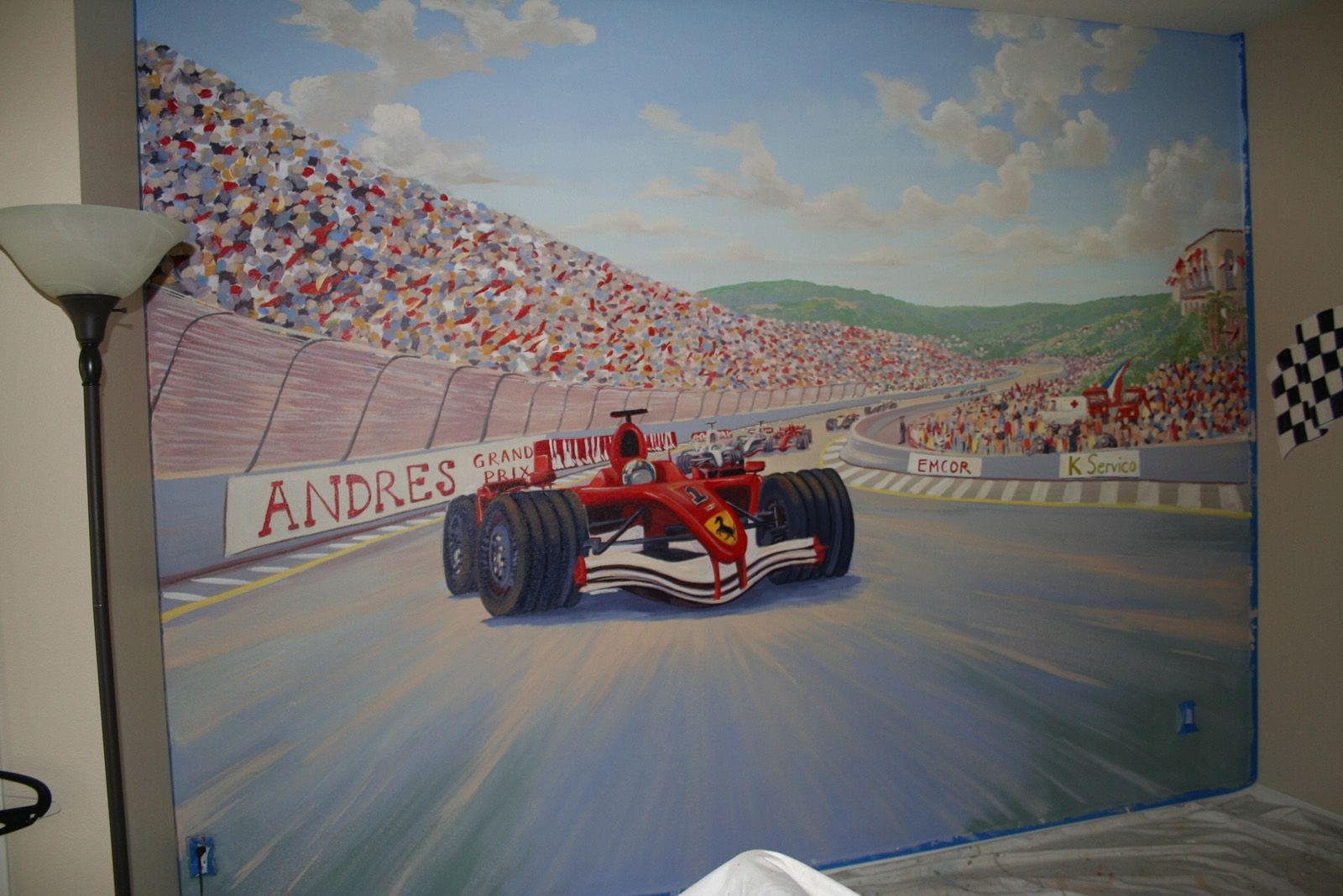 Formula One Race Car Mural - Morgan Murals