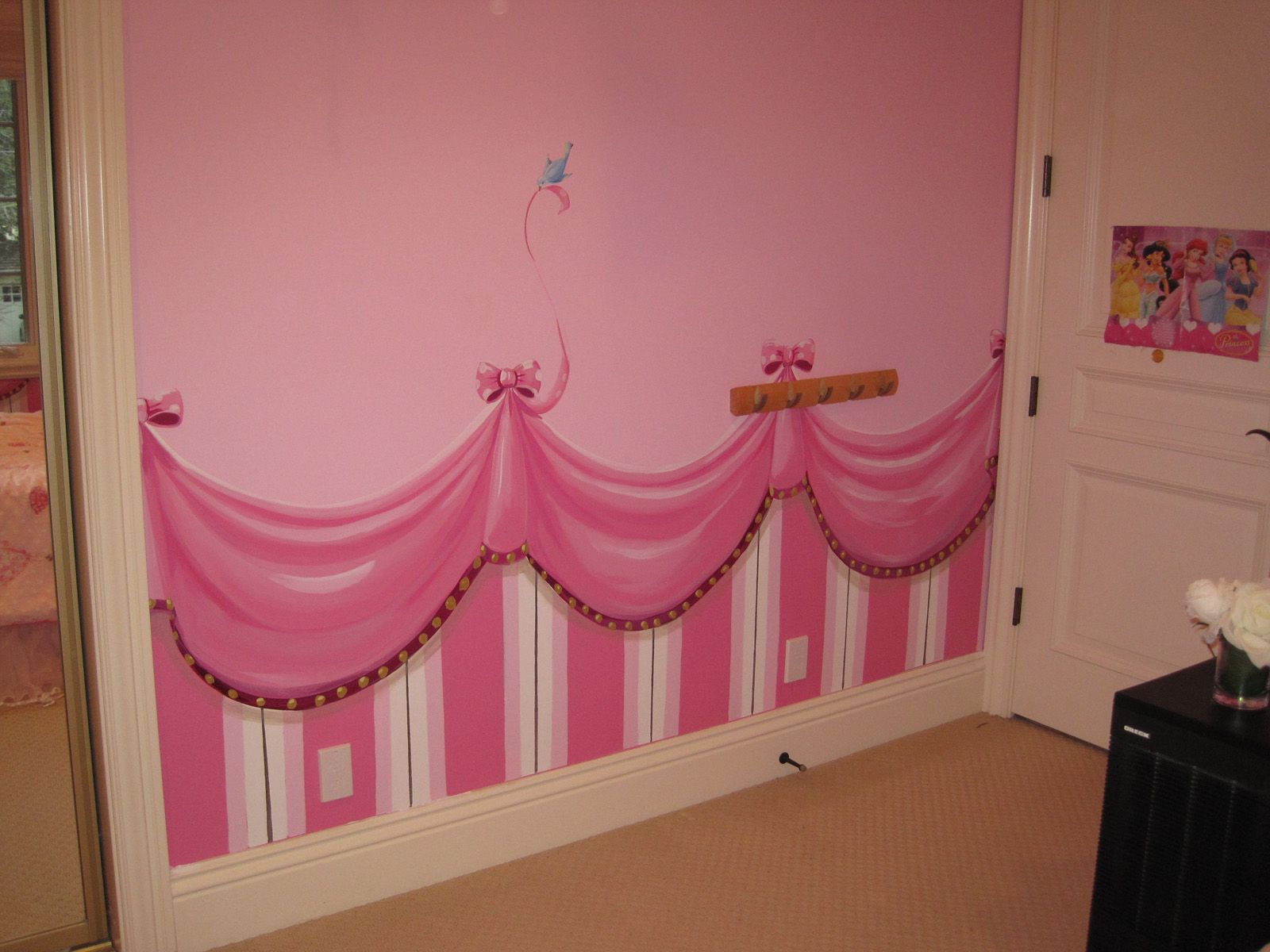 Pink Princess Mural for Girl's Room - Morgan Murals