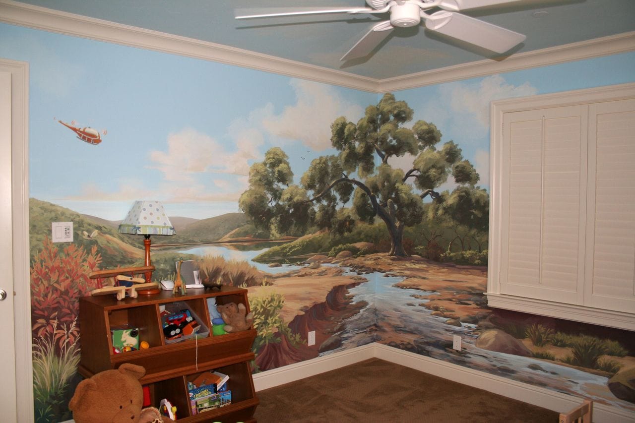 Nature and Sports Mural for Boys Room - Morgan Murals